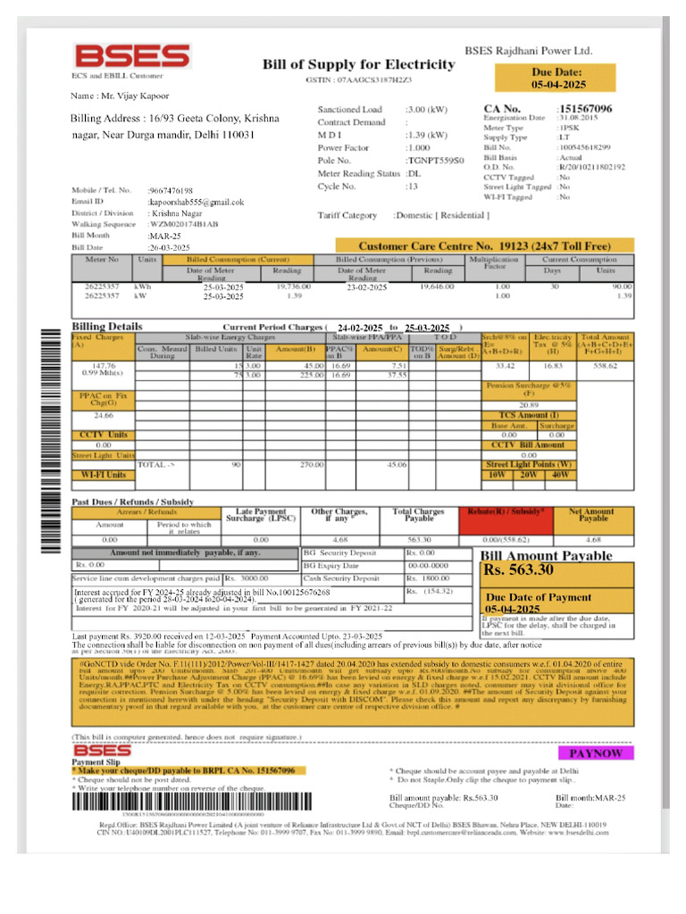 Electricity Bill | PDF