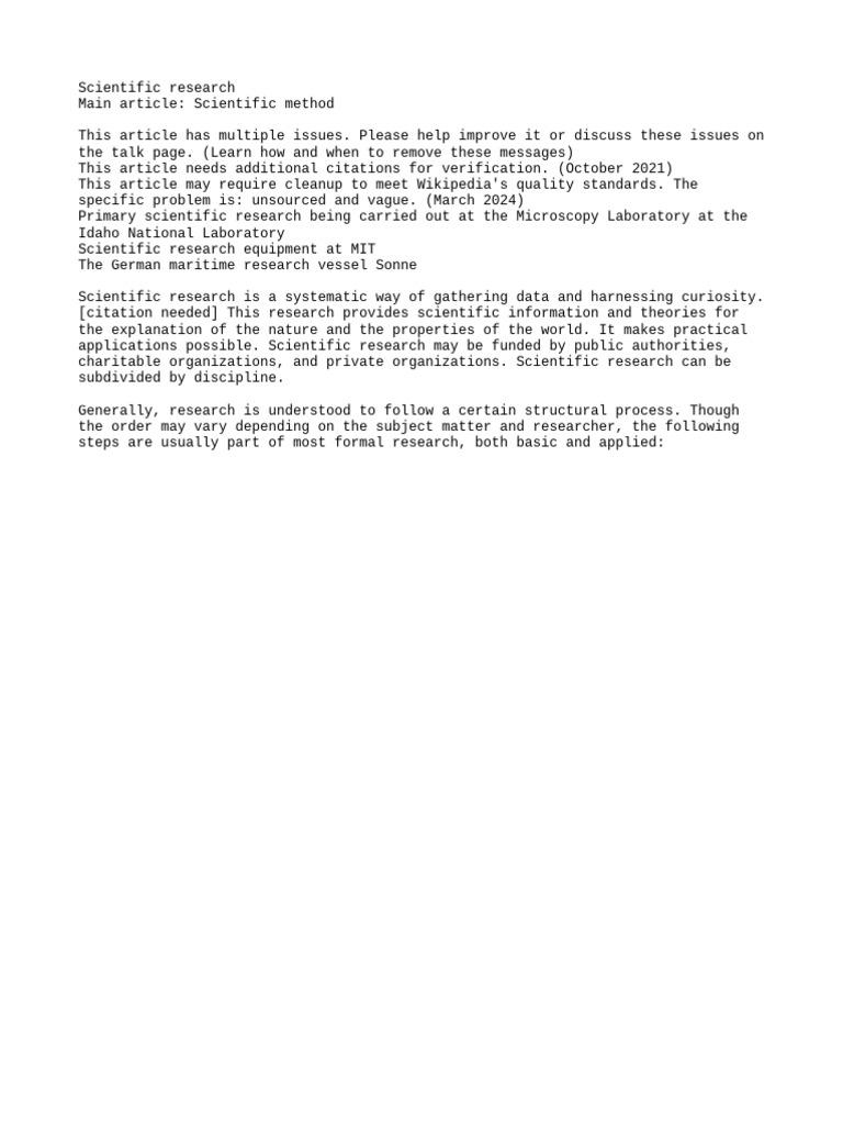 Scientific Research Is A Systematic Way of Gathering Data and ...