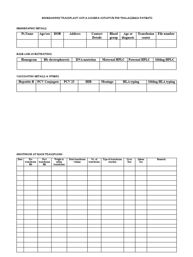 Transplant Data Sheet | PDF