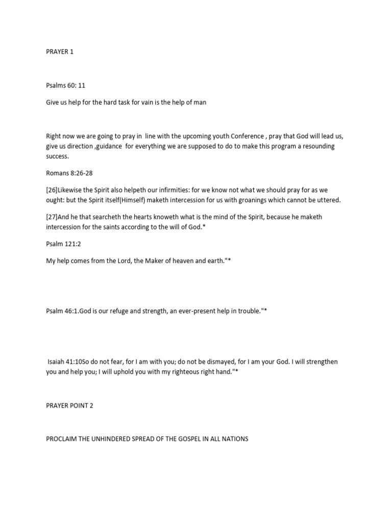 Youth Prayer Points for Conference Success | PDF | Prayer | Jesus
