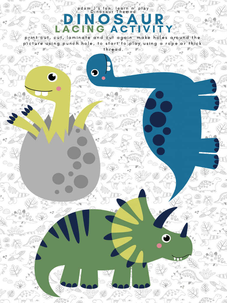 Dinosaur Lacing Activity | PDF