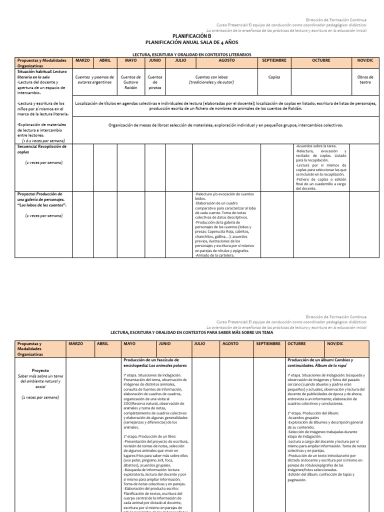 Planificaci N Anual B Doc 1 | PDF | Educación de la primera infancia | Maestros