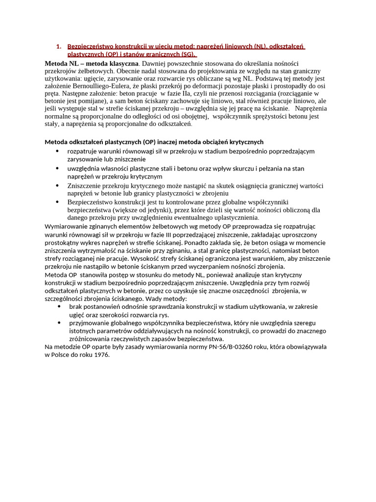 Bezpieczeństwo Konstrukcji W Ujęciu Metod | PDF