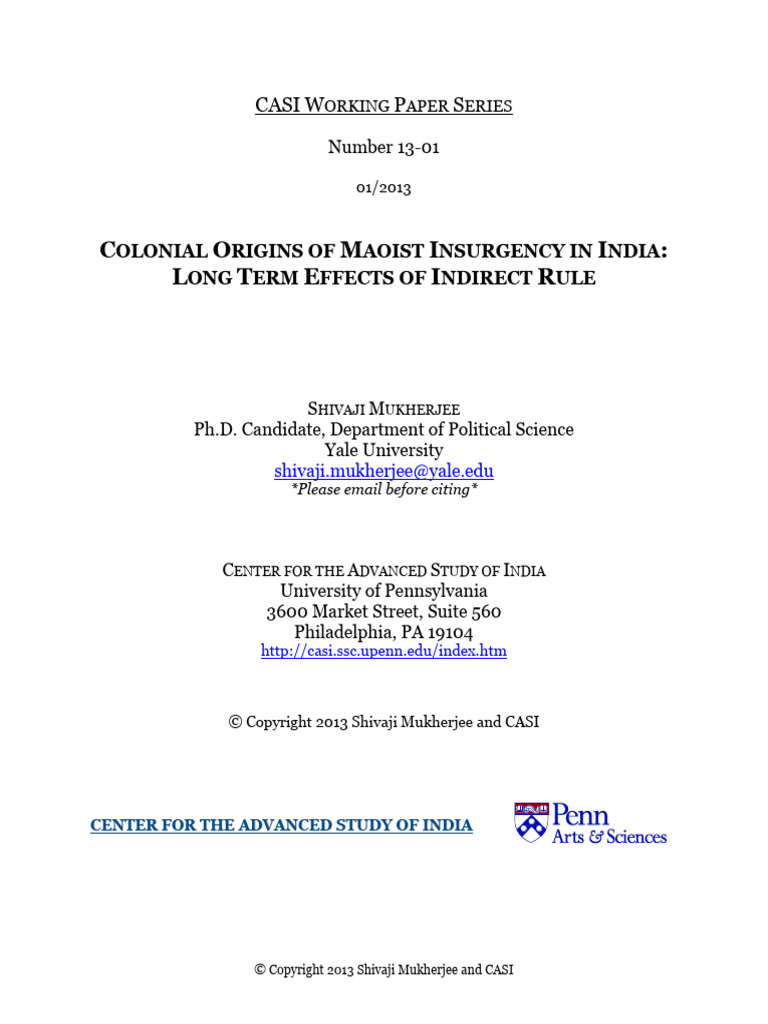 Colonial Origin Maoist Insurgency India | PDF | Logistic Regression ...