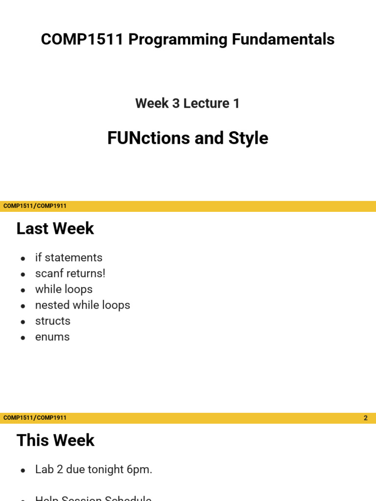 COMP1511 25T1 Week 3 Lecture 1 | PDF | Parameter (Computer Programming) | Computer Engineering