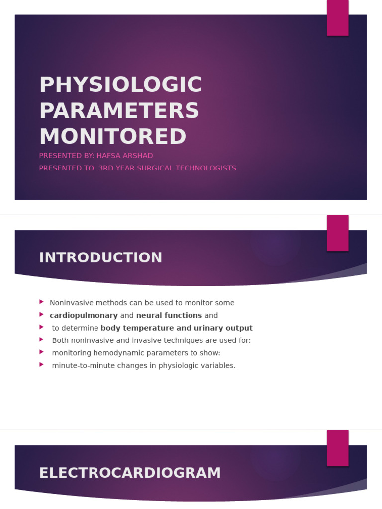 Physiologic Monitoring by Hafsa Arshad | PDF | Heart | Echocardiography