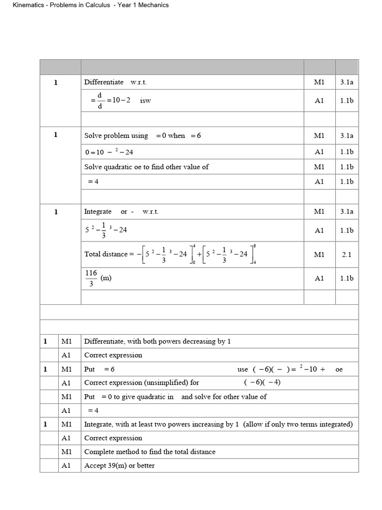 Kinematics - Problems in Calculus MS | PDF | Kinematics | Euclidean Vector