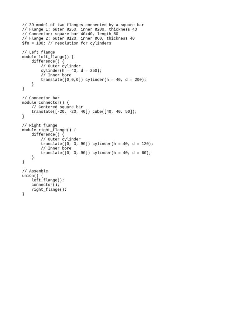 3D Model of Two Flanges Connected - Scad | PDF