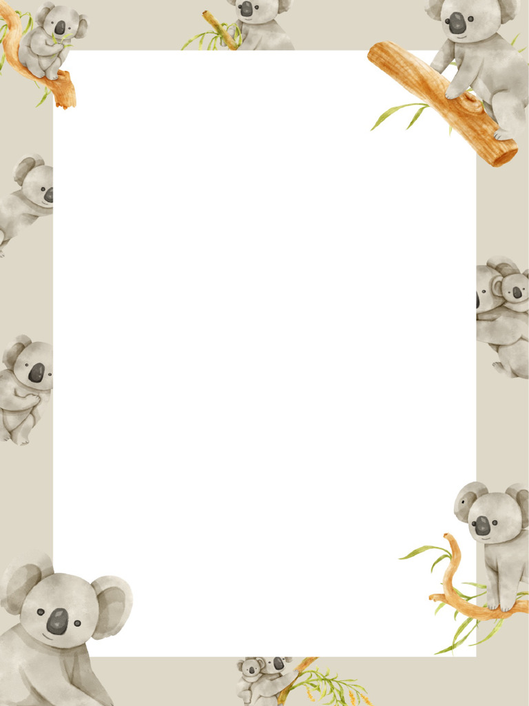 Beige Koala Cute Page Border 2 | PDF