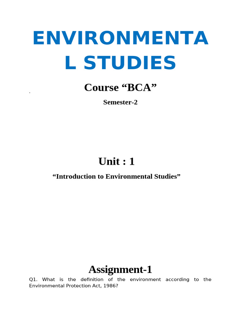 EVS Assignment 1 | PDF