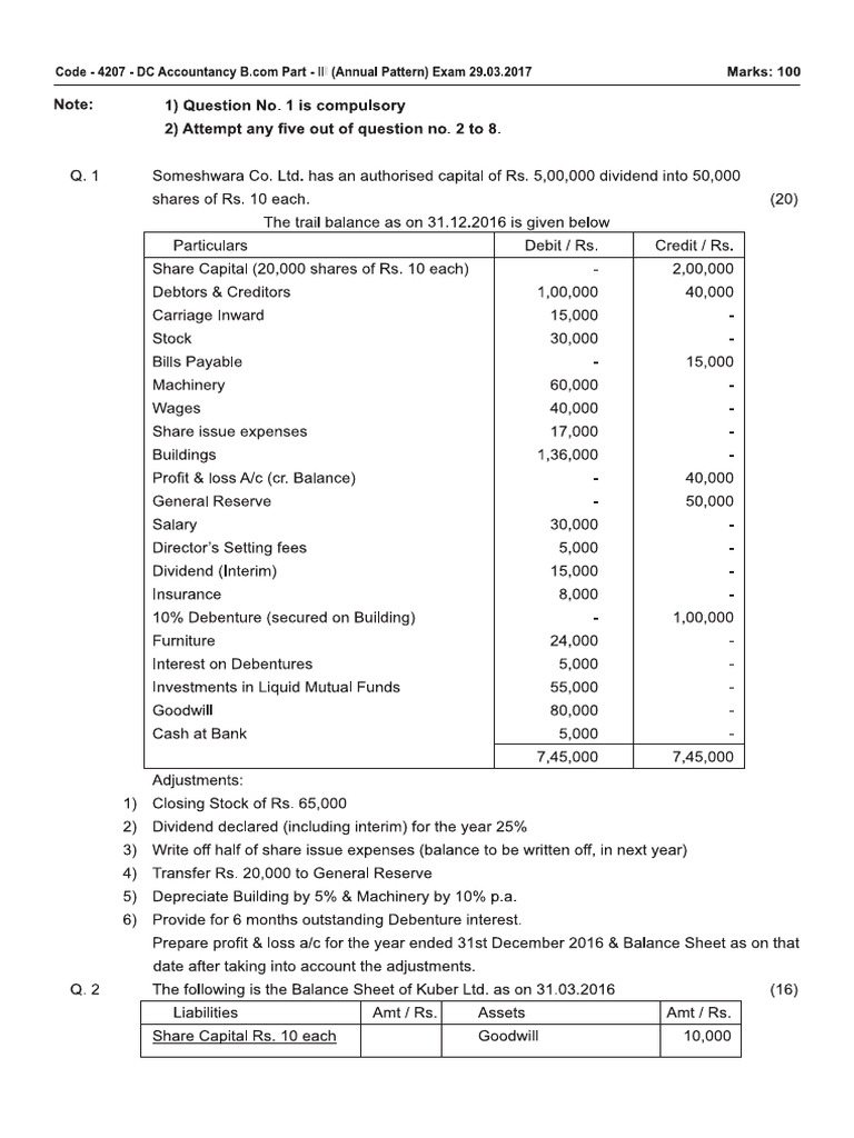 4207 - DC Accountancy B Com Part - II (Annual Pattern) 3 | PDF