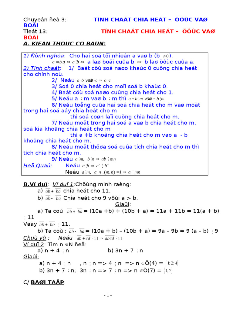 Chuyen de Tinh Chat Chia Het Uoc Va Boi | PDF