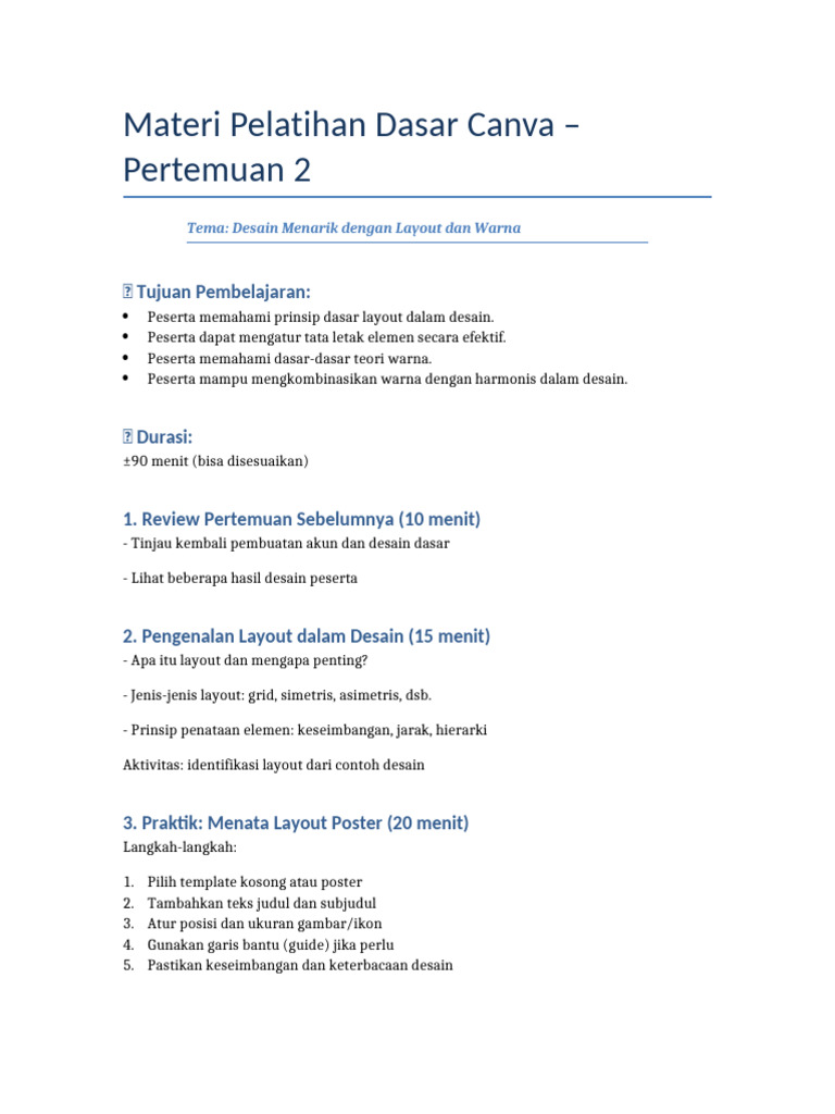 Materi Pelatihan Canva Pertemuan 2 | PDF