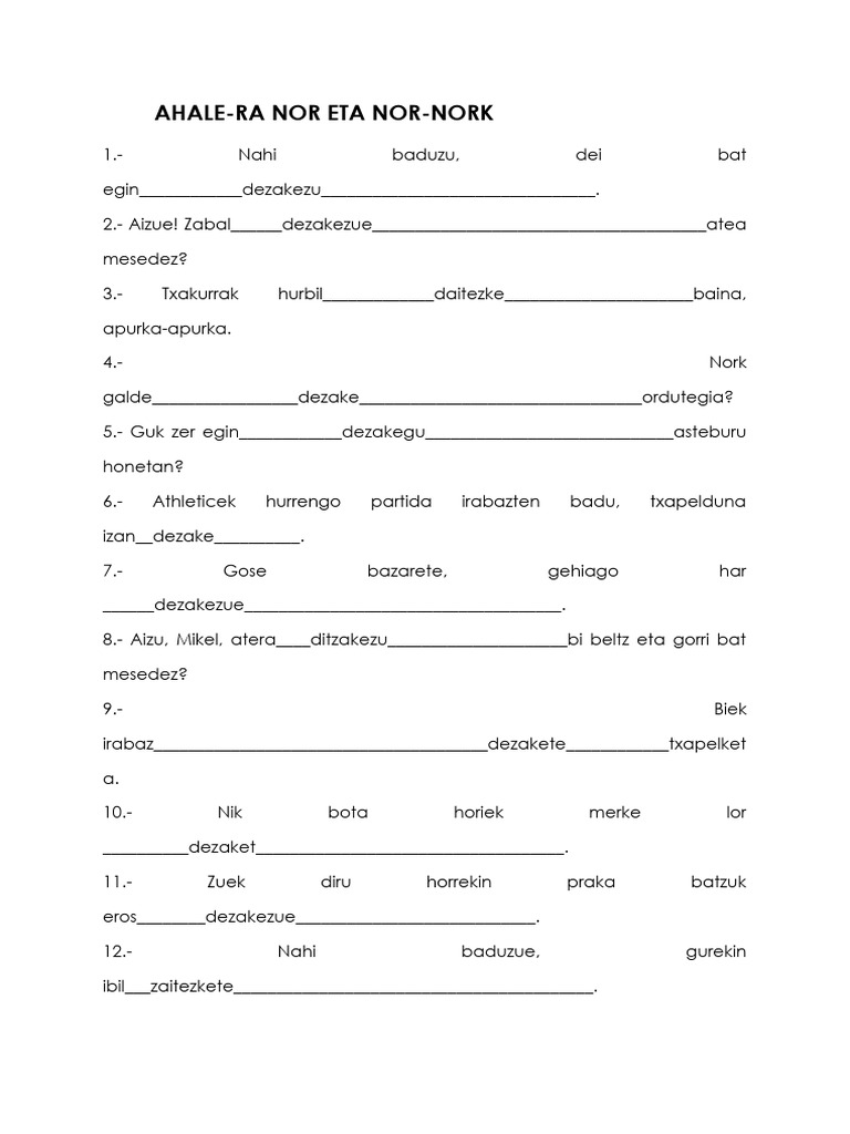 Ahalera Nor Eta Nor Nork Ariketak 1 Docx Fitxategiaren Kopia Pdf