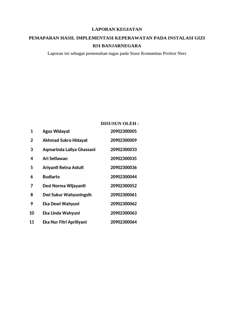 LAPORAN KEGIATAN PEMAPARAN IMPLEMENTASI | PDF