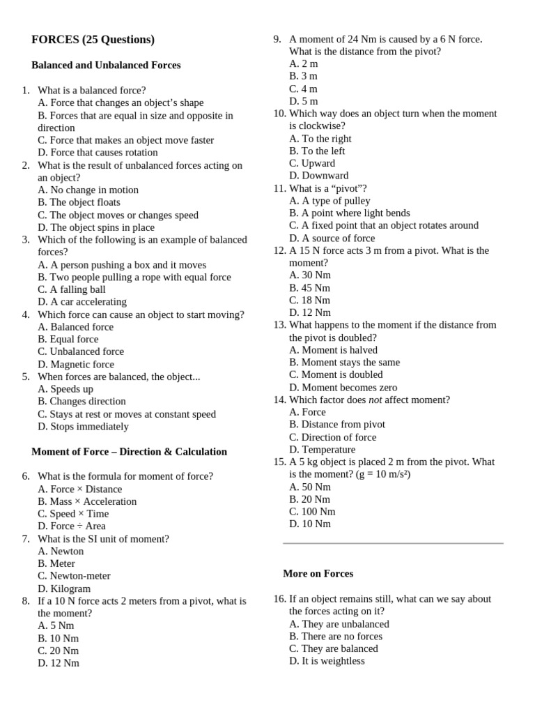 Review science grade 8 FORCES and light | PDF | Force | Refraction