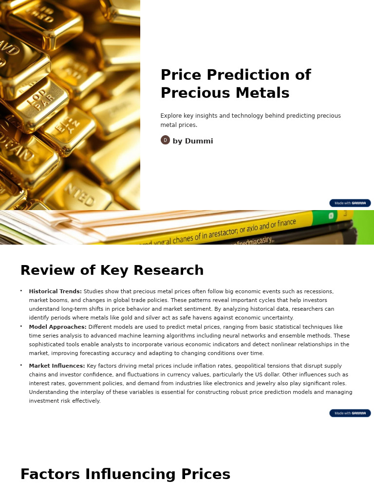 Price Prediction of Precious Metals | PDF | Forecasting | Data Analysis