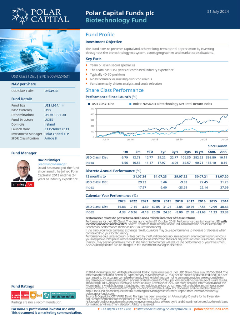 Polar Capital BioTechnology Funds | PDF | Investing | United States Dollar