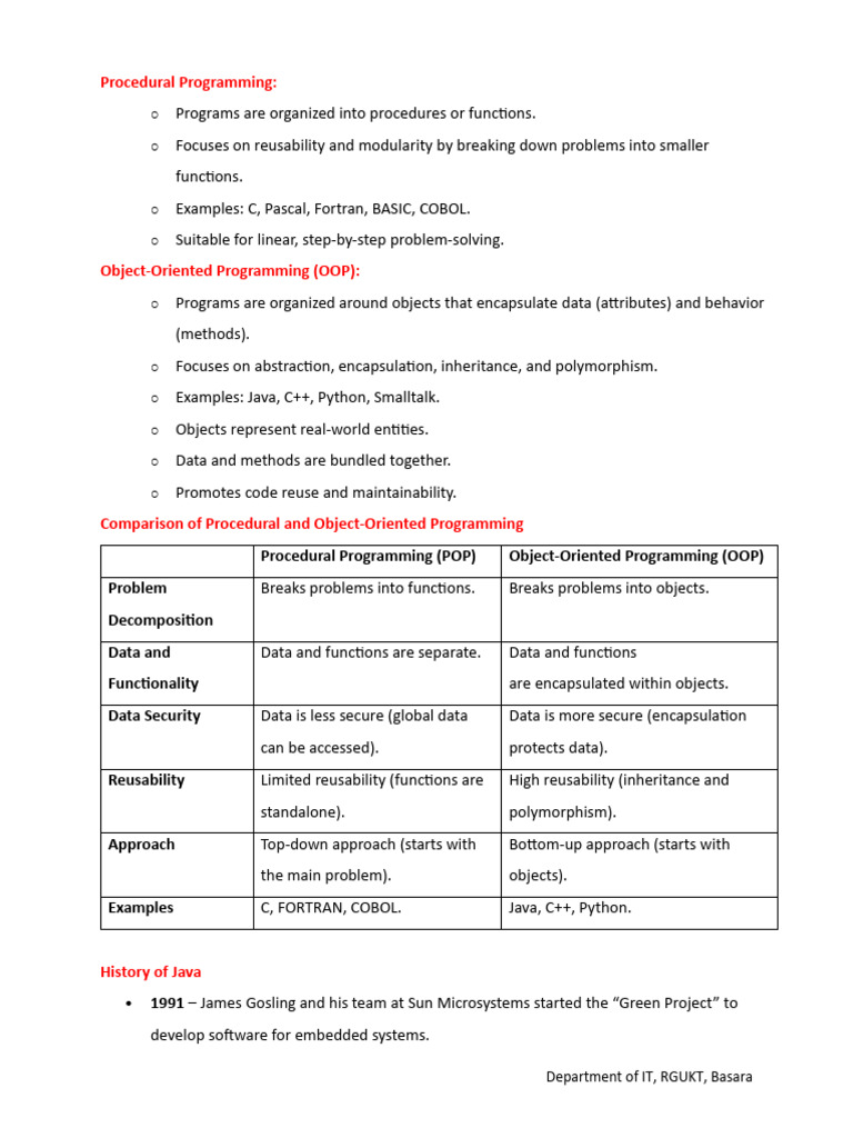 Procedural vs Object-Oriented Programming | PDF | Java Virtual Machine ...