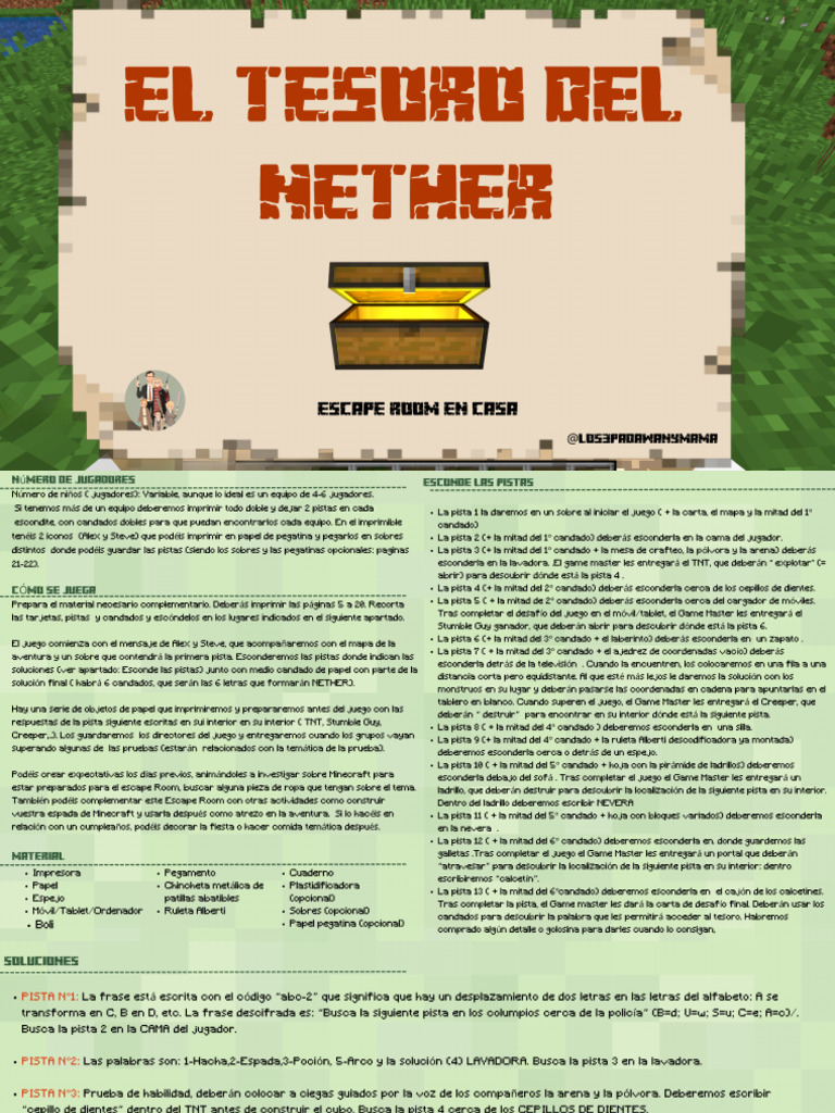 Escape Room en Casa Minecraft | PDF