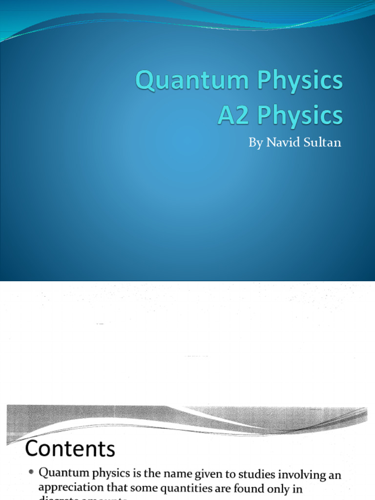 Quantum Physics - A2 - Notes - Handout 1 | PDF