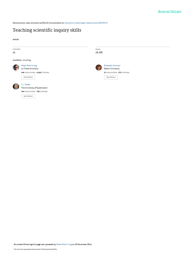 Teaching Scientific Inquiry Skills | PDF | Scientific Method | Science