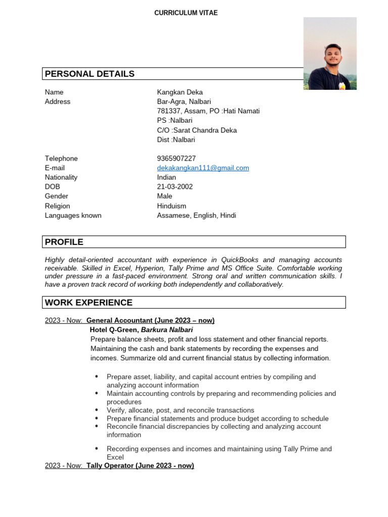 Kangkan Deka CV - 1747502583802 - Kangkan Deka | PDF | Expense | Balance Sheet