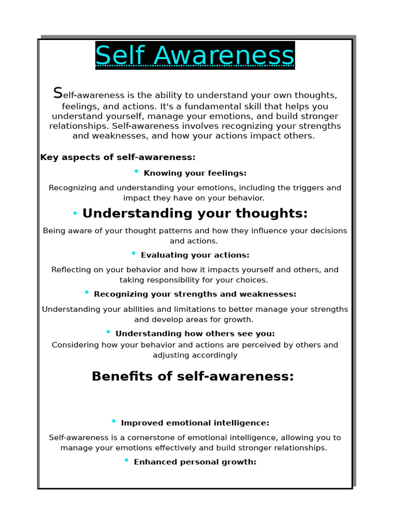 Understanding Self-Awareness Benefits | PDF