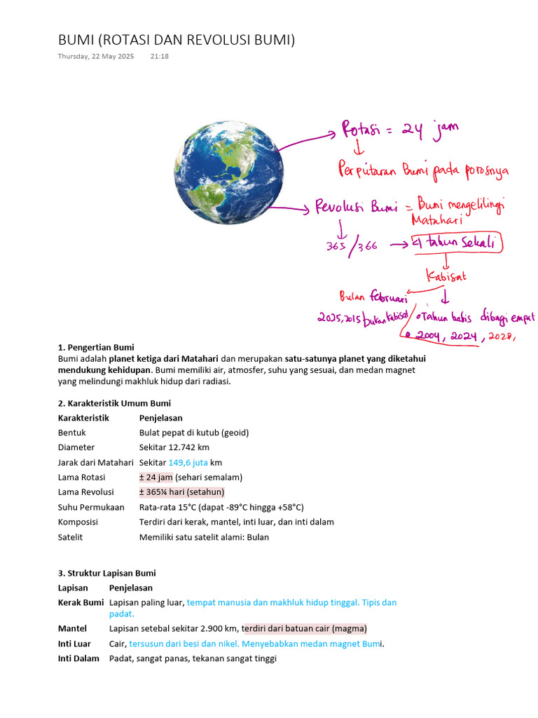 Karakteristik dan Gerakan Bumi | PDF