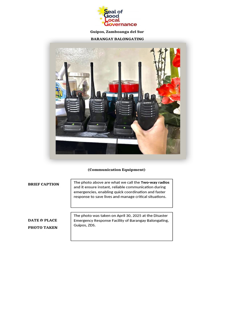 11 Photo Documentation For Each Disaster Supplies Equipment | PDF ...