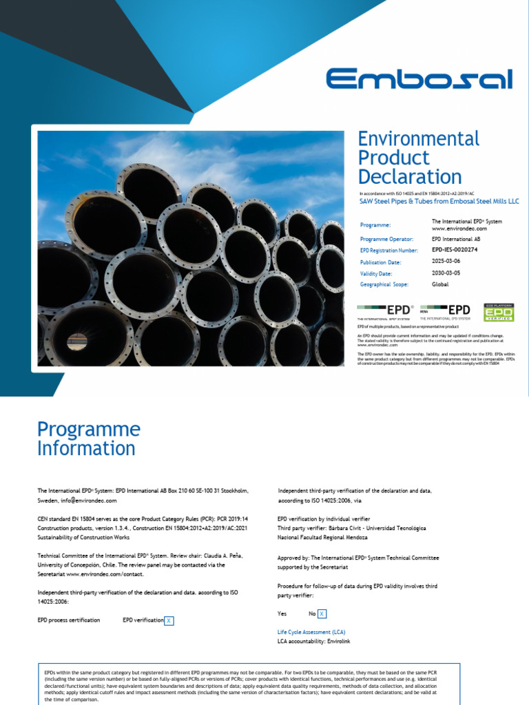 Embosal Steel Mills EPD Overview | PDF | Recycling | Waste