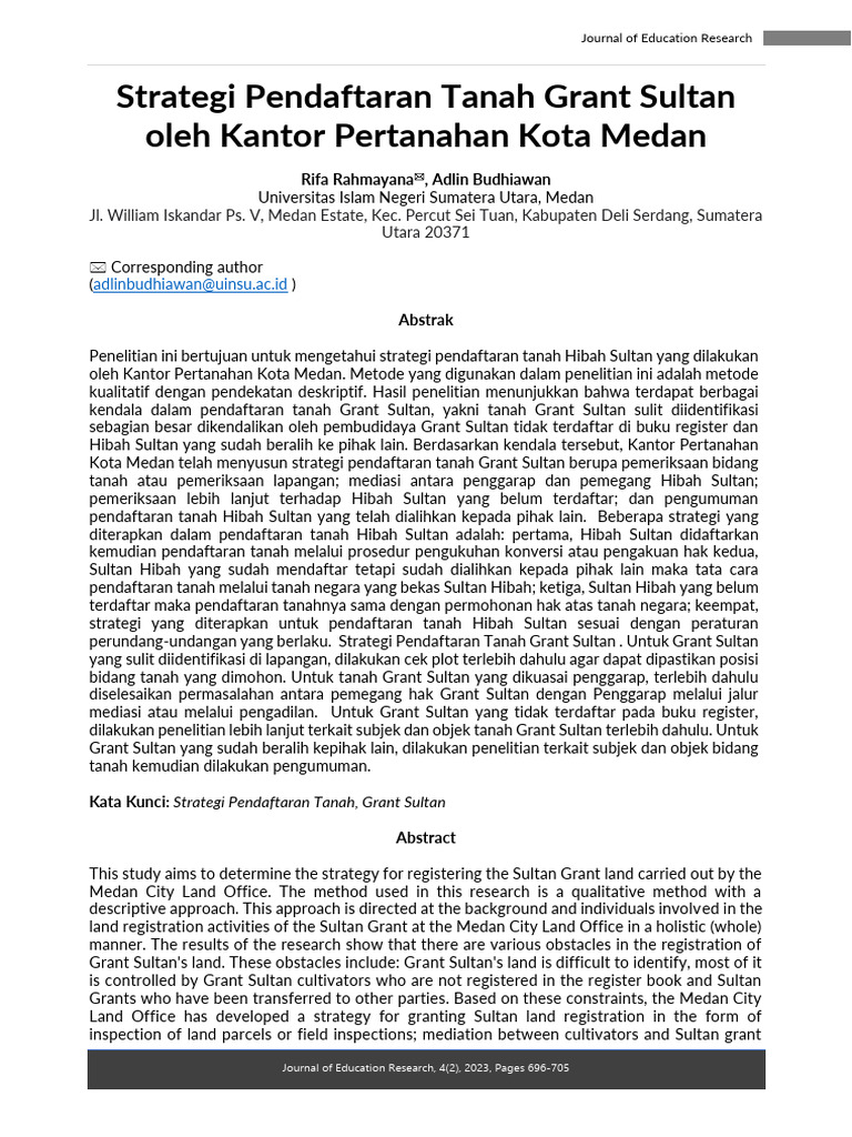 Strategi Pendaftaran Tanah Grant Sultan | PDF