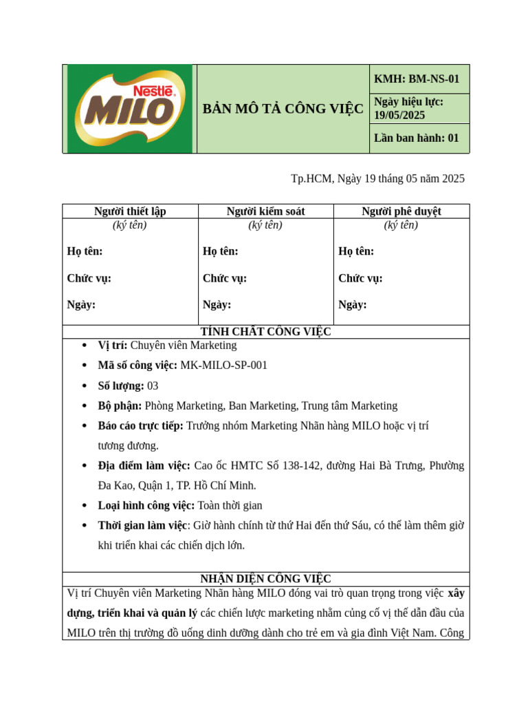 Bản MTCV & TCCV - Nhóm Thuyết Trình 1 | PDF