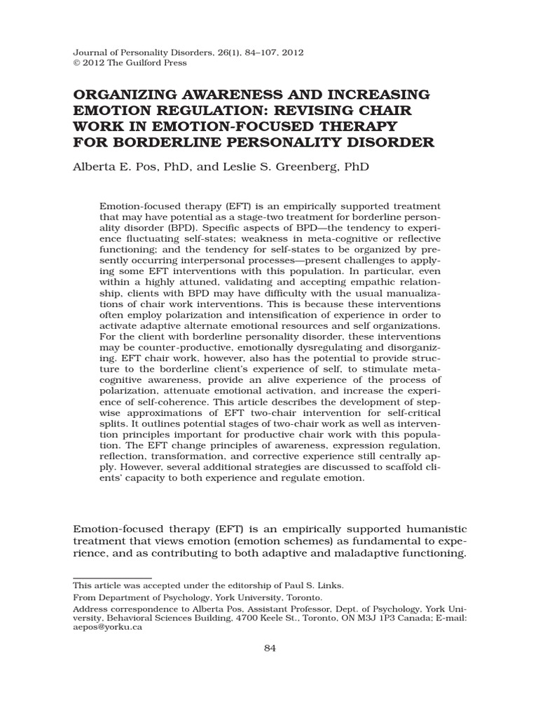 empty-chair borderline | PDF | Borderline Personality Disorder ...