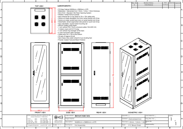 Belmont Hotel Iloilo - Data Cabinet Drawing | PDF