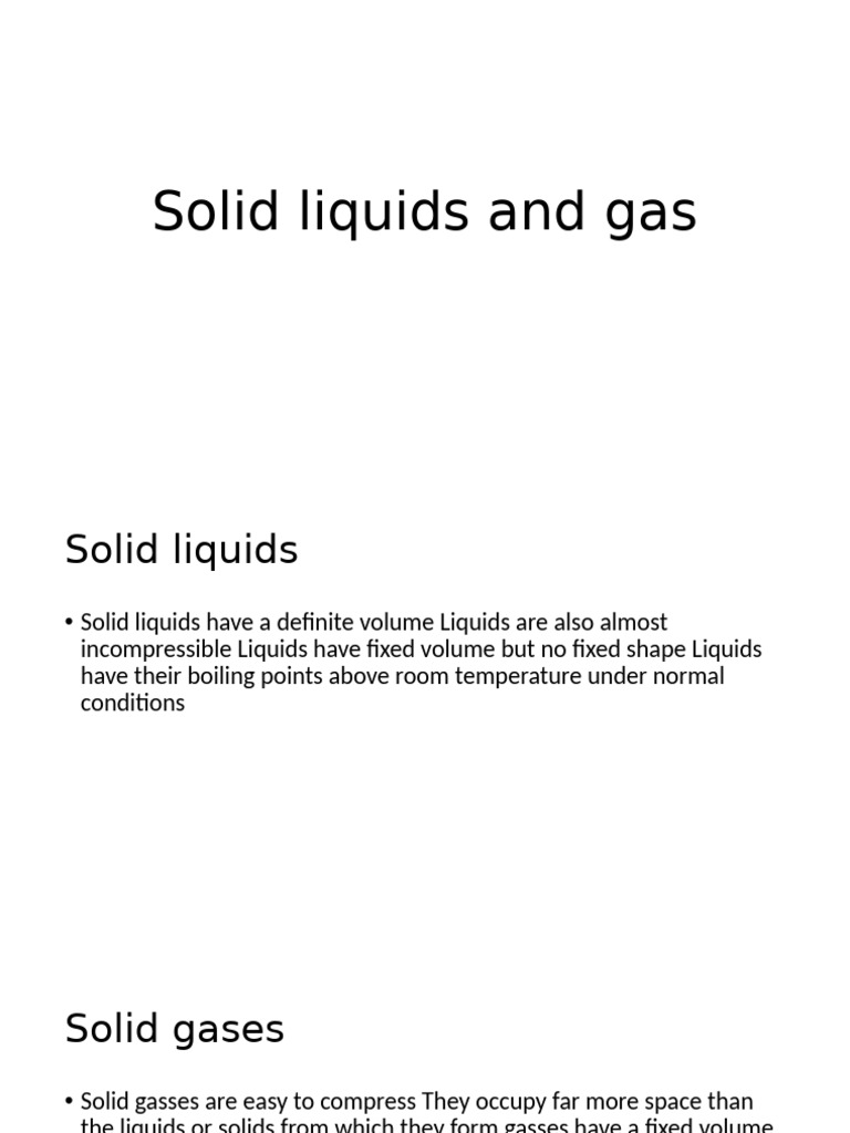 Solid Liquids and Gas | PDF