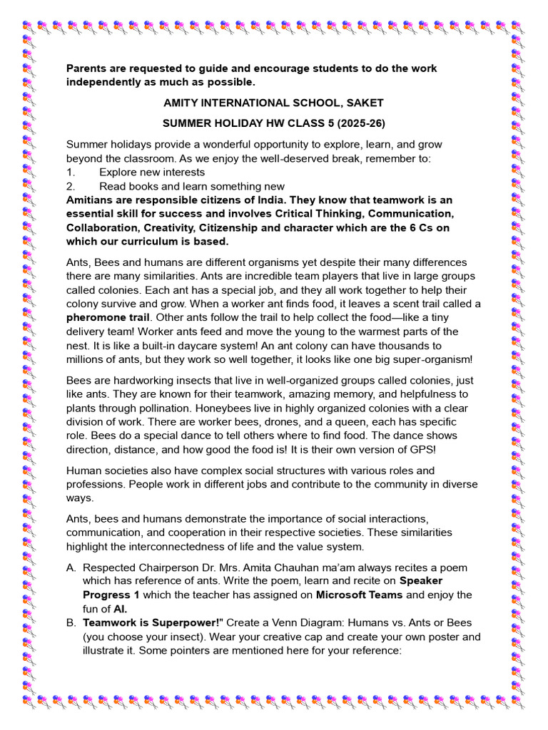 A4436 - HHW Class 5 - 25-26 | PDF | Ant | Bees