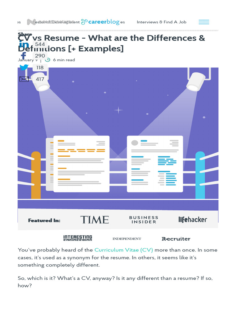 CV vs Resume: Key Differences Explained | PDF | Résumé