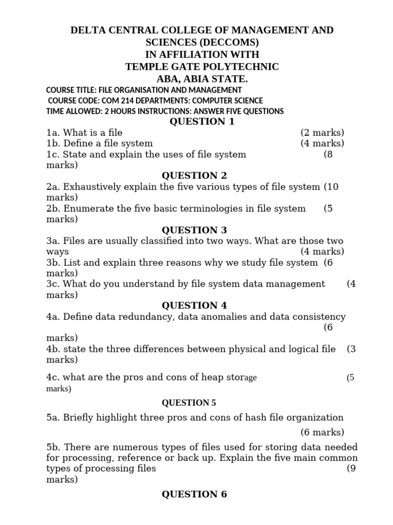 Com 214 File Management | PDF | Computer Data Storage | File System