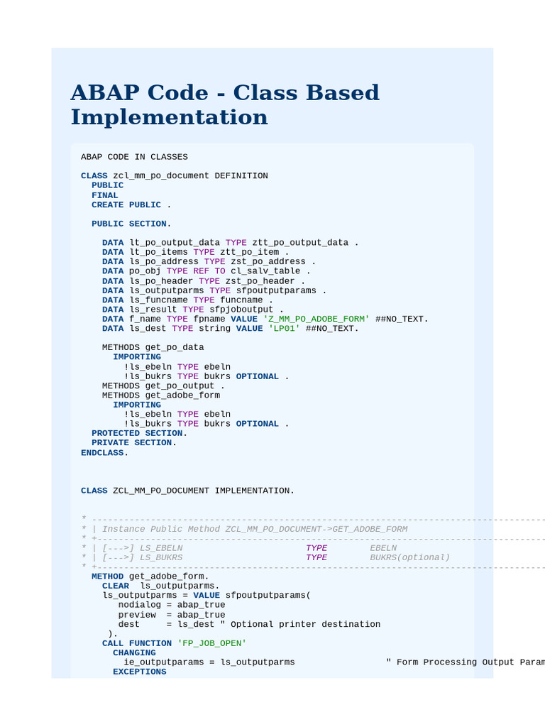 PO Automation Via ABAP & Adobe | PDF | Object Oriented Programming | Software