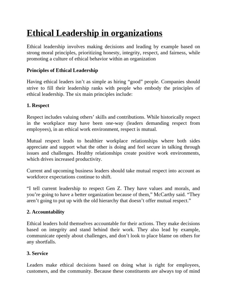 Ethical Leadership in Organizations | PDF | Leadership | Reputation