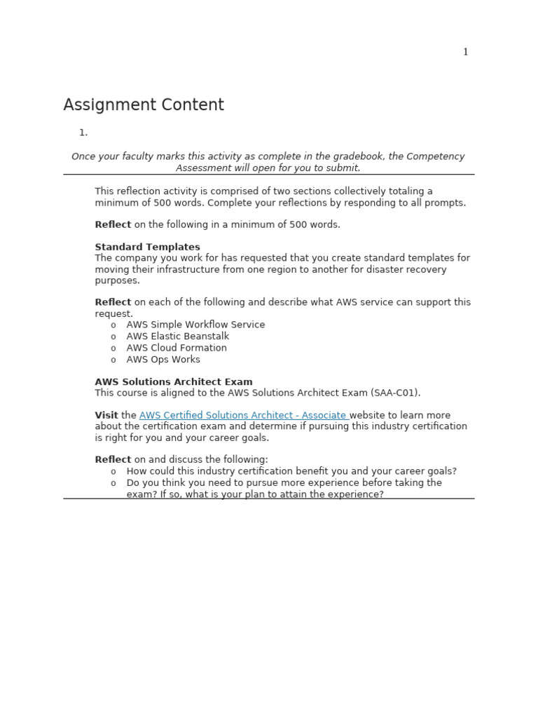 BSACB-531 - Competency 3 - Reflection | PDF | Cloud Computing | Amazon ...