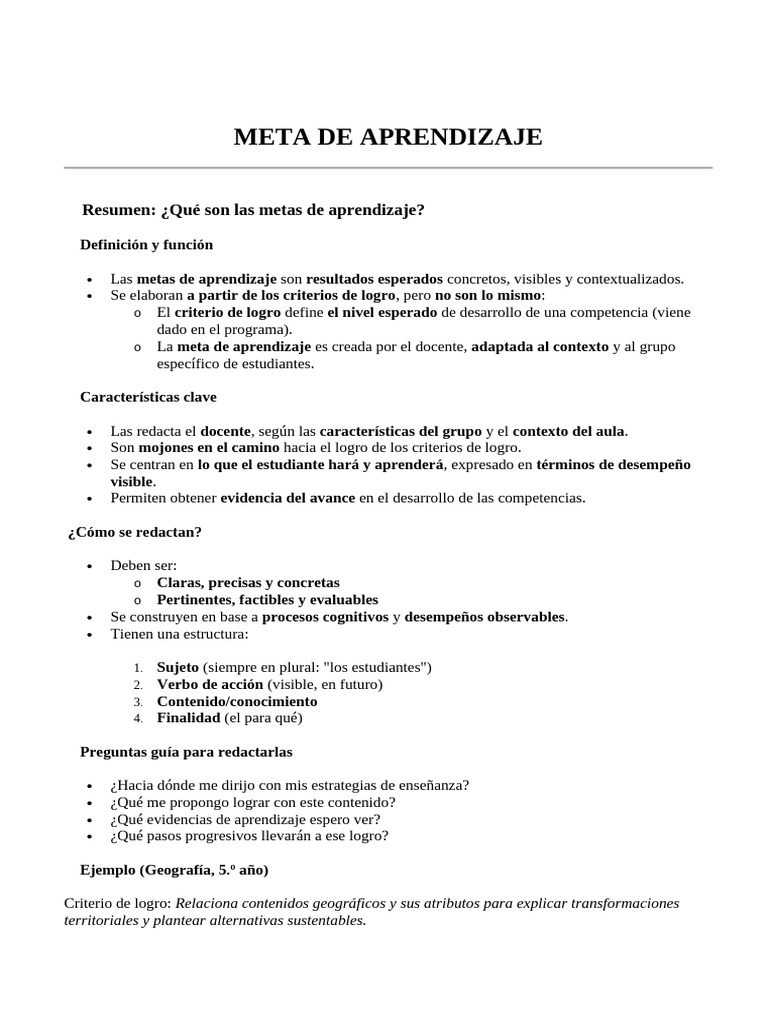 Meta de Aprendizaje | PDF
