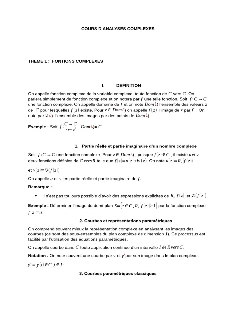 Introduction aux Fonctions Complexes | PDF | Fonction (Mathématiques ...