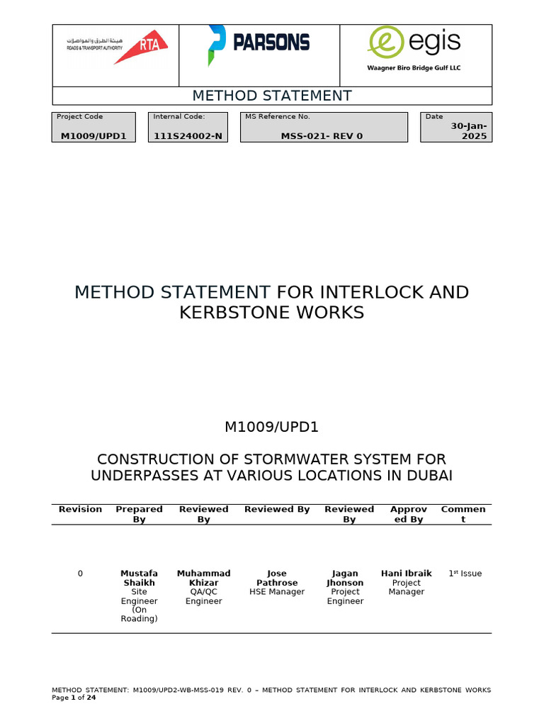 Method Statement for Interlock Works (1) (2) | PDF | Concrete | Road