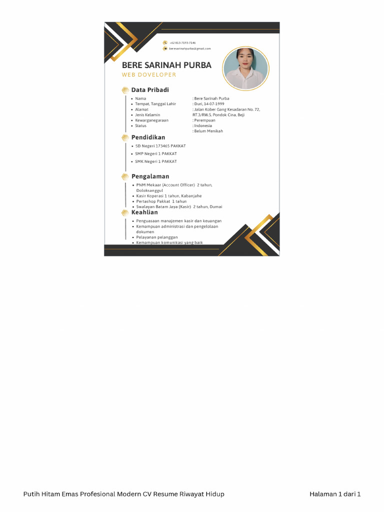 CV Bere Sarinah Purba | PDF