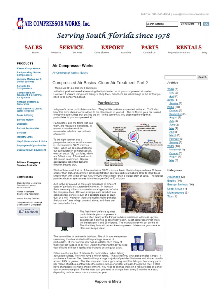 Compressed Air Basics - Clean Air Treatment Part 2 | PDF | Filtration ...