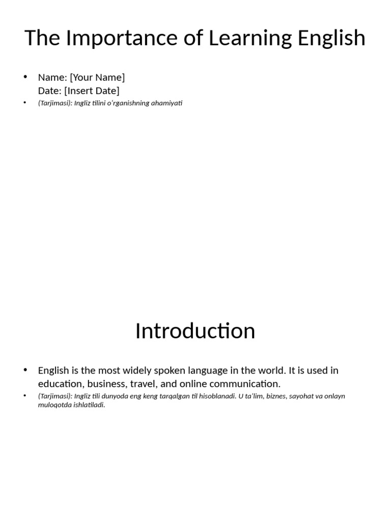 The Importance of Learning English Updated | PDF | English Language ...