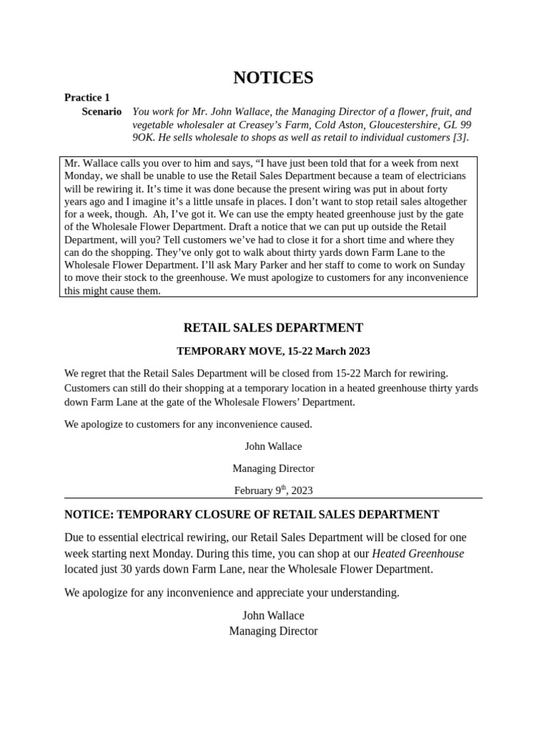 Temporary Relocation Notices for Customers | PDF | Photocopier