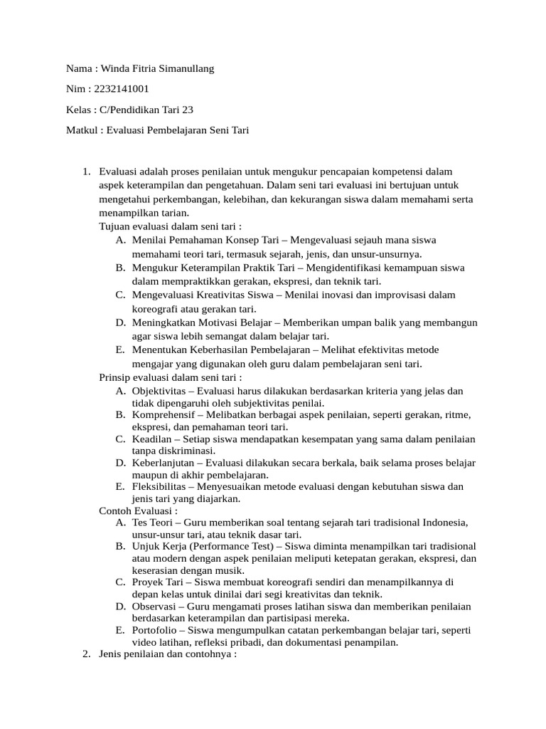 uas evaluasi genap winda | PDF